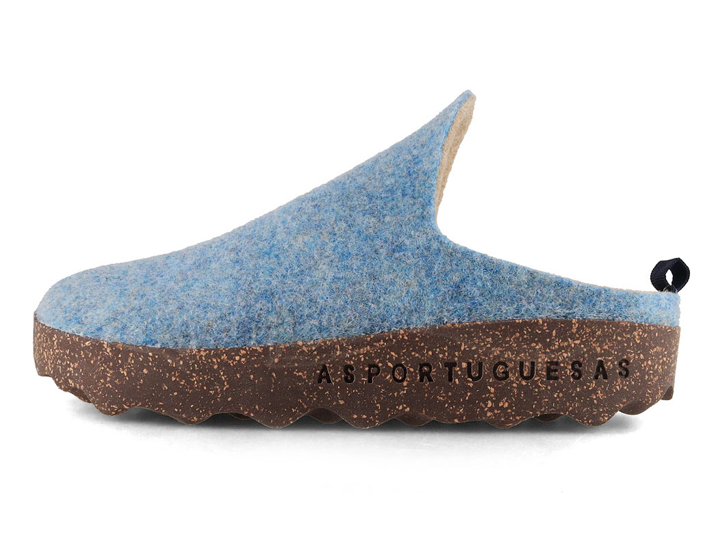 ASPORTUGUESAS Come Damen Filz Clogs, sky blue yellow