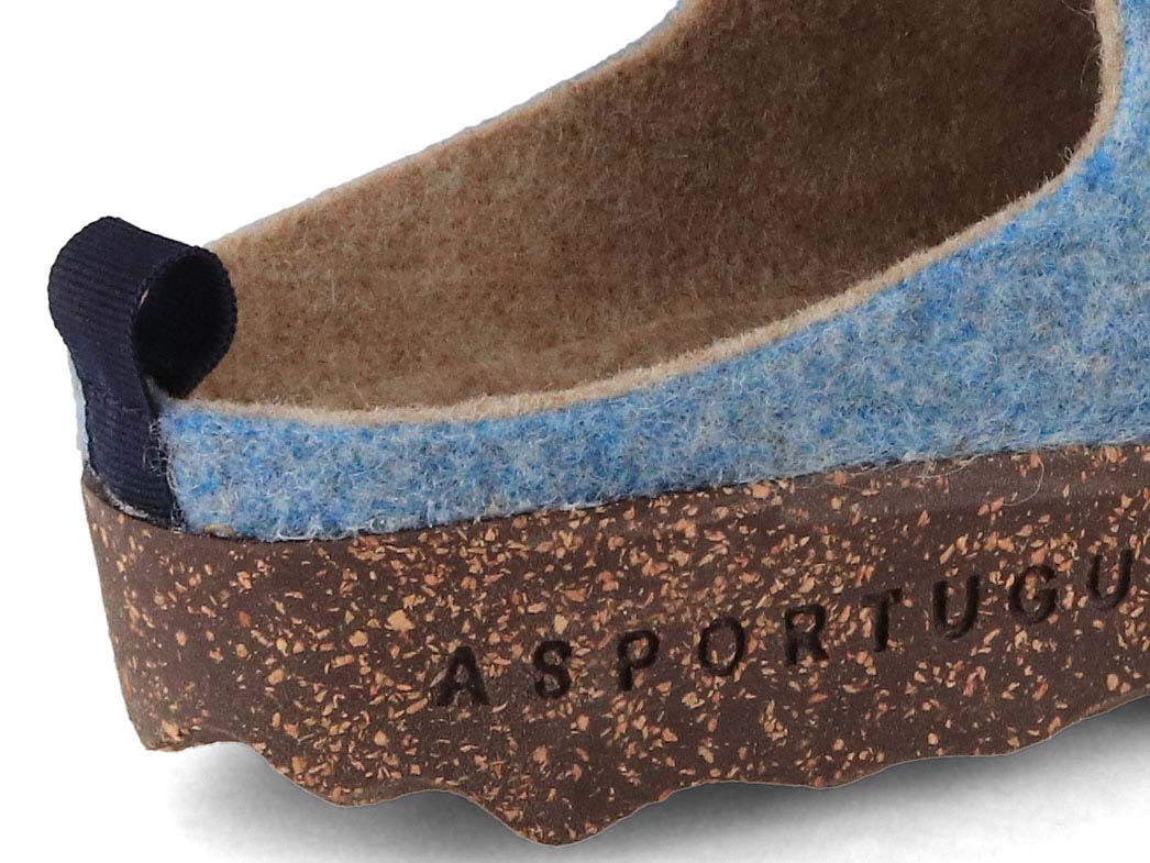 ASPORTUGUESAS Come Damen Filz Clogs, sky blue yellow