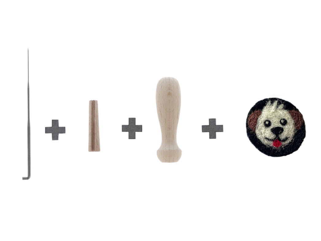 Filzsticker Hund im Set mit Filznadel und Holzgriff