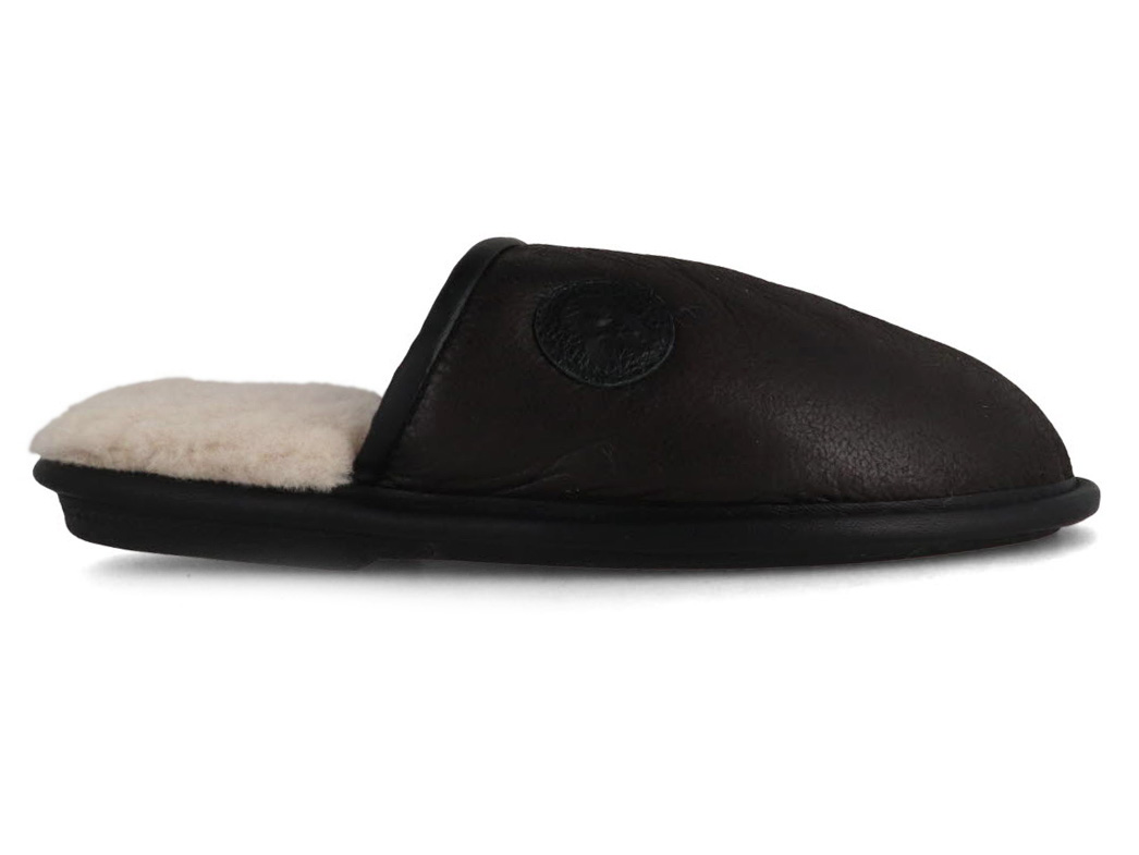 Lammbock® Herren Lammfell Pantoffeln in Dunkelbraun