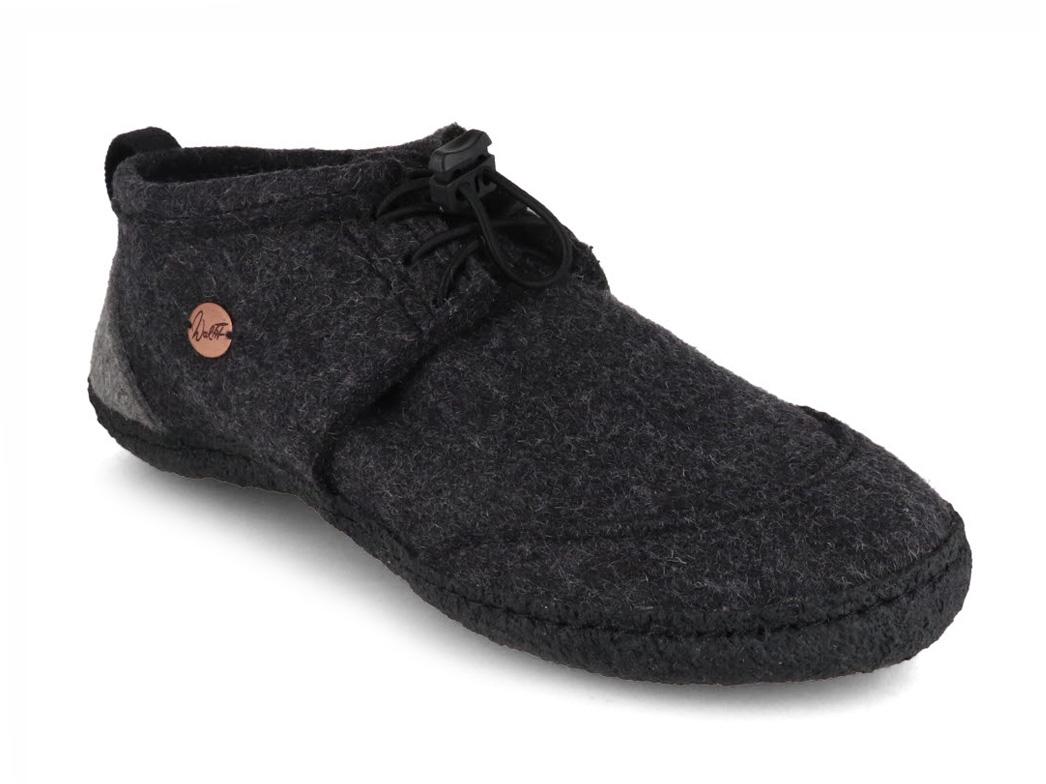 Filz Barfußschuh Hausschuh WoolFit Grau Schwarz